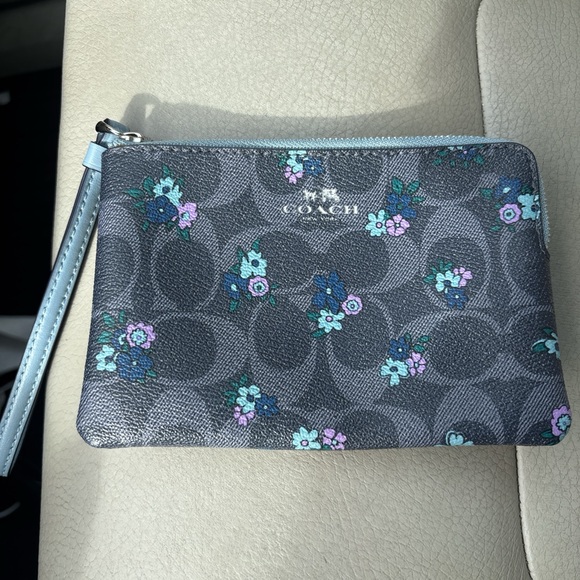Coach | Bags | Coach Blue Floral Pattern Wristlet | Poshmark